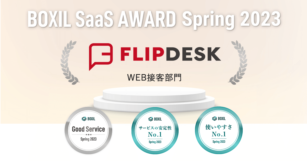 Flipdeskが「BOXIL SaaS AWARD Spring 2023」WEB接客部門で「Good Service」ほか2つのNo.1に選出 | マテリアルグループ株式会社